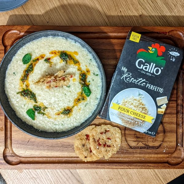 FIVE CHEESE RISOTTO & PARMESAN & CHILLI TUILE – Riso Gallo UK