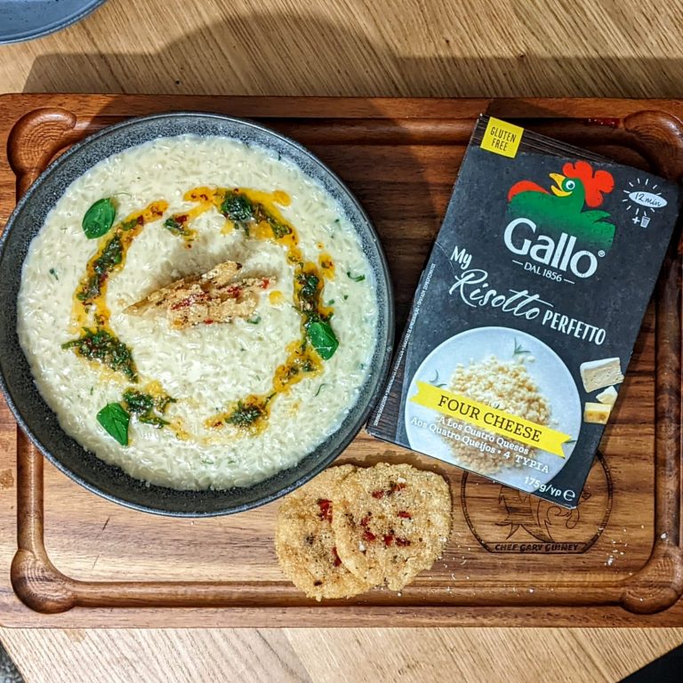 FIVE CHEESE RISOTTO & PARMESAN & CHILLI TUILE – Riso Gallo UK