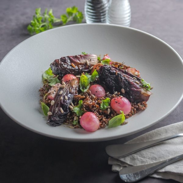 RED RICE WARM SALAD WITH BBQ RADICCHIO AND HONEY GLAZED RADISHES – Riso ...