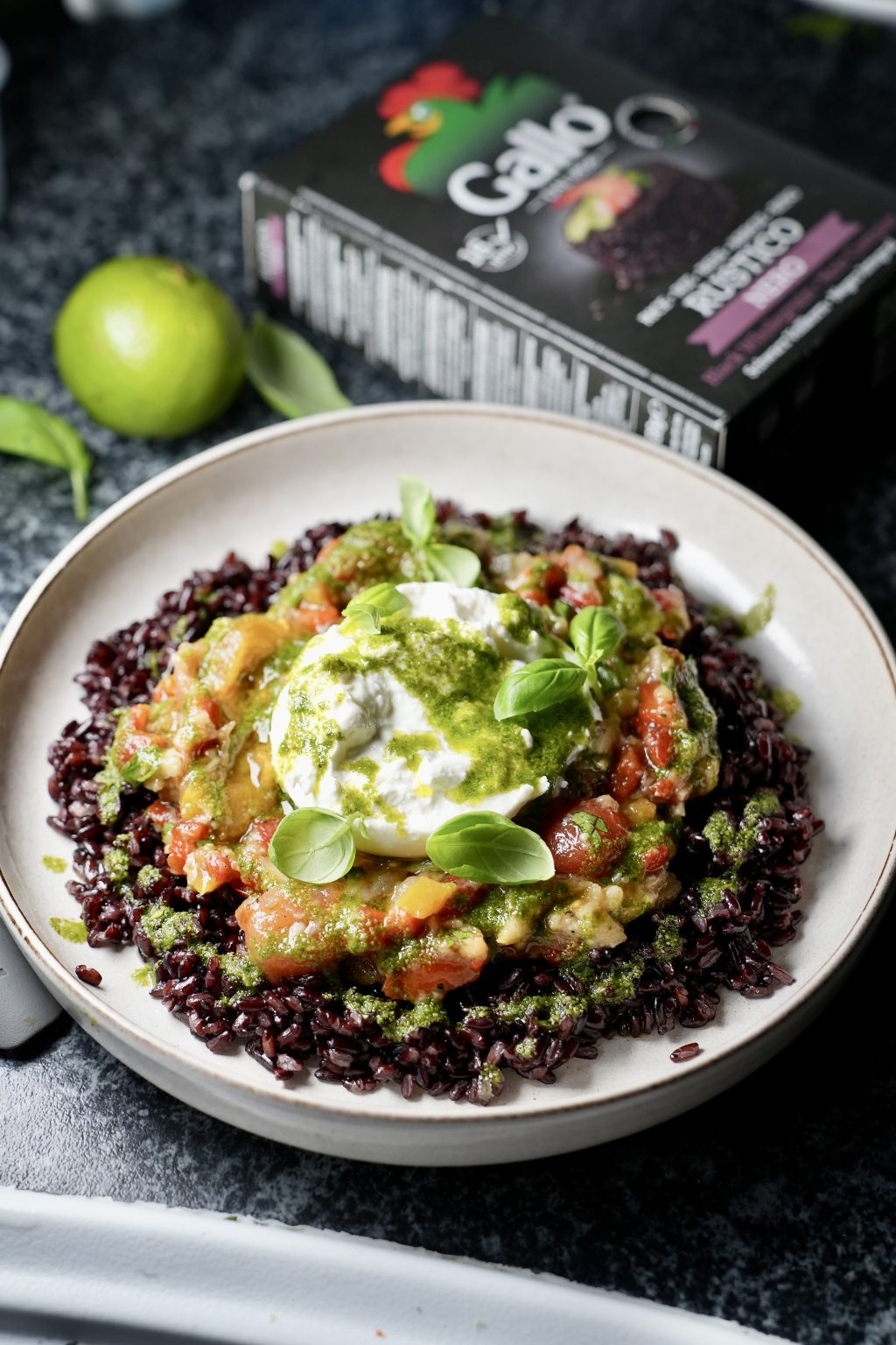 BLACK RICE SALAD WITH CHARRED VEGETABLES & BURRATA – Riso Gallo UK